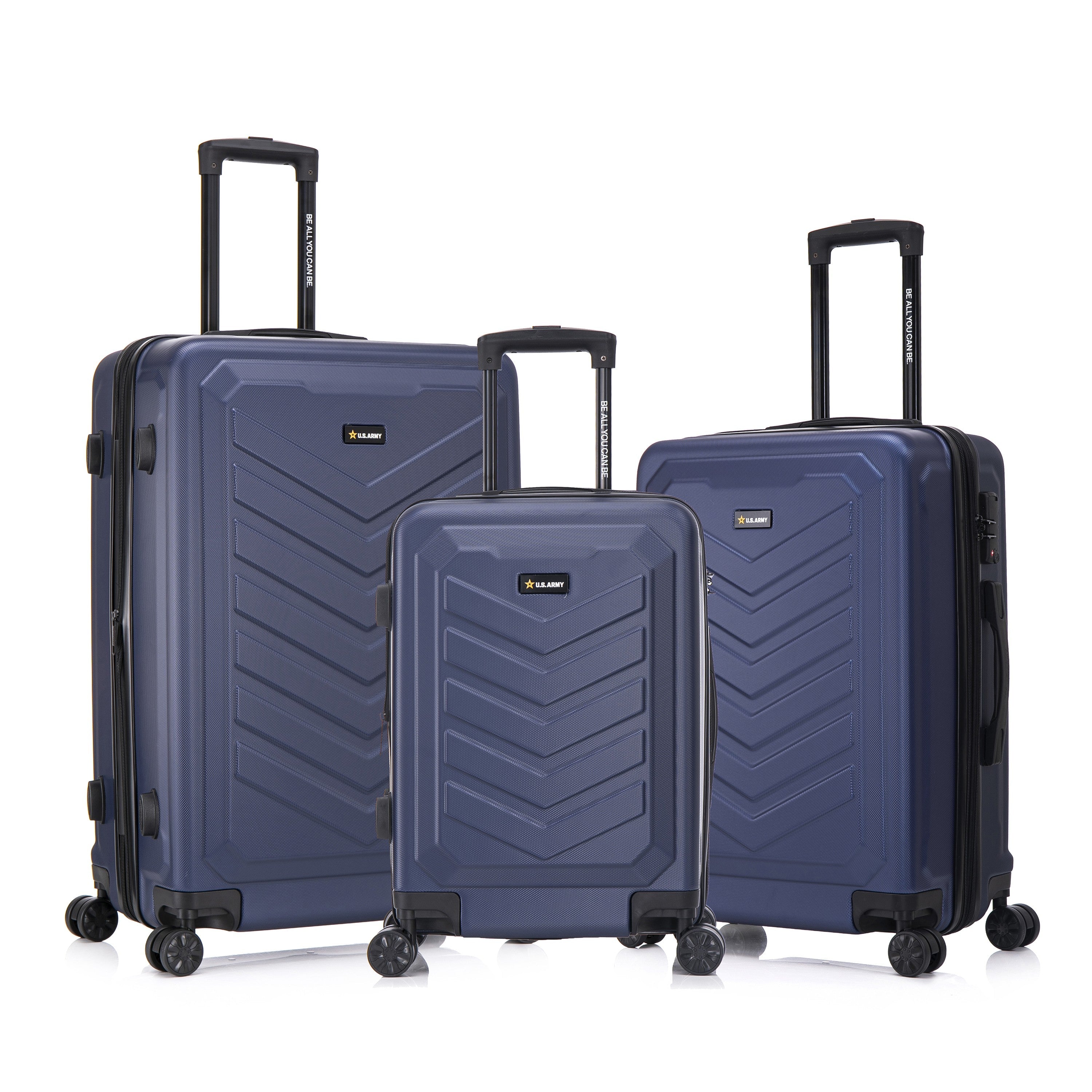 U.S. ARMY FOX PRO 3-Piece Luggage Set 20"/24"/28" Expandable Suitcases ...